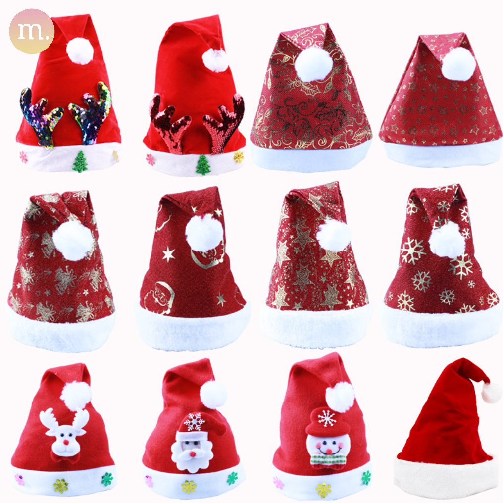 Kids Christmas Party Santa Hat Topi Kanak-kanak Hari Natal 儿童卡通圣诞帽 ...