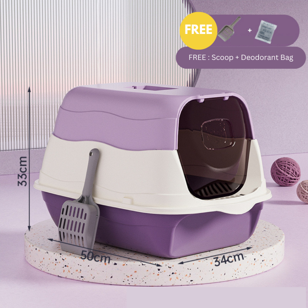 FURPET Cat Litter Box Covered Bekas Pasir Kucing Besar Tempat Berak ...