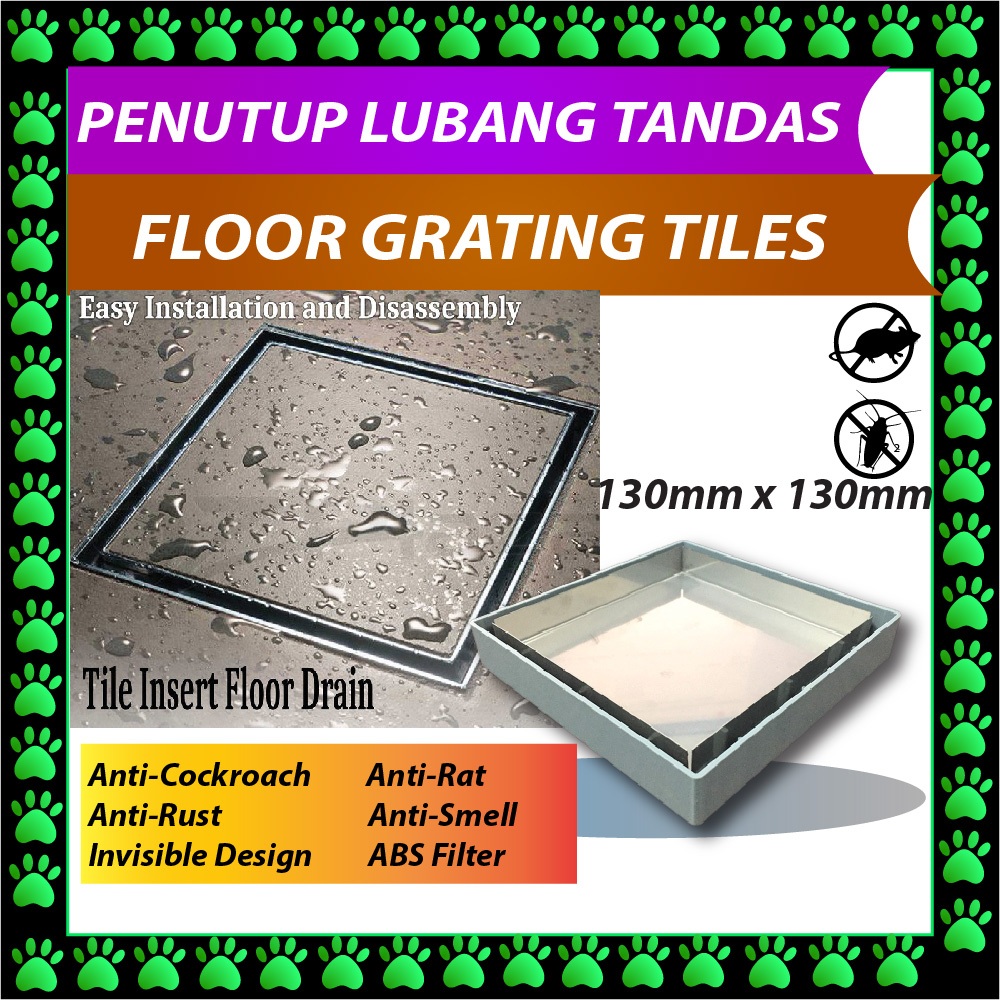 Floor Trap Floor Grating (130mm x 130mm) Anti Cockroach ABS Base Smart Floor Trap Tile Insert ...