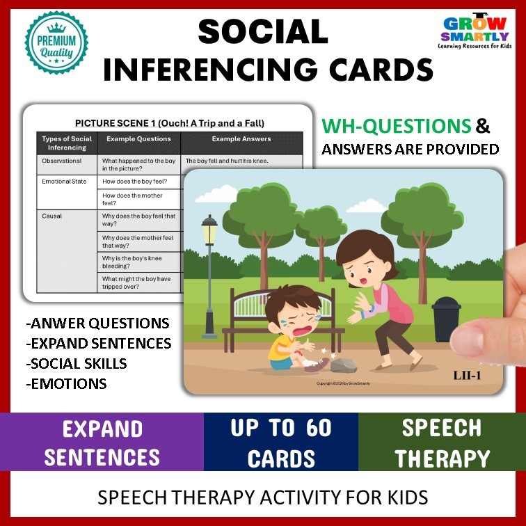 Social Inferencing Flash Card Autism card Speech Therapy Activity ...