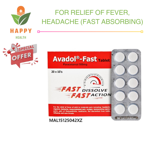 Avadol-Fast Paracetamol 500mg Tablet 10's ( 1 strip ) - Reducing Fever ...