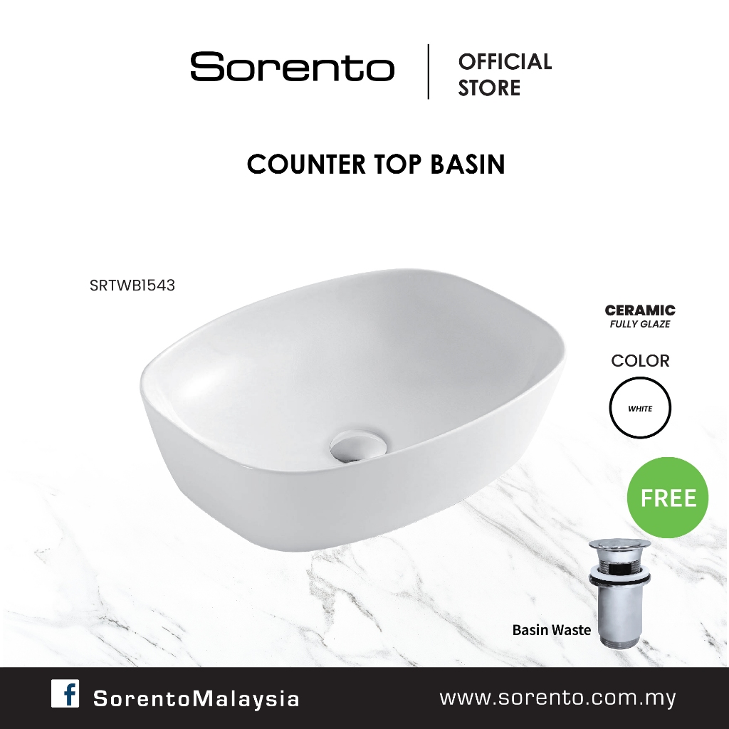SORENTO Counter top Wash Basin Sinki Bilik Air Ceramic Bathroom sink ...