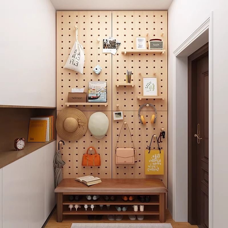Solid wood pegboard racks custom boards wall hanging storage racks ...