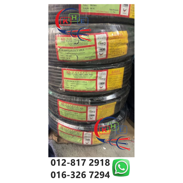 FAJAR/UMS 2.5mm x 3core TRS S.Rubber Flex. Cable #Roll/100meter ...