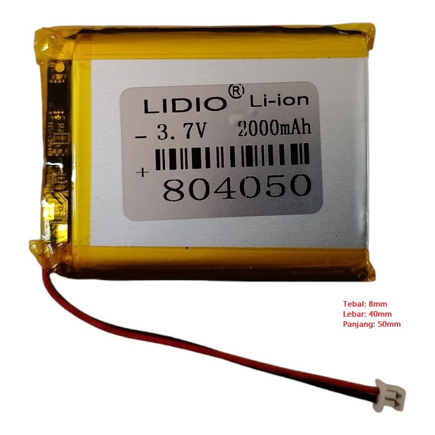 2000mah 804050 3.7V with connector Lipo Lithium Polymer Rechargeable ...