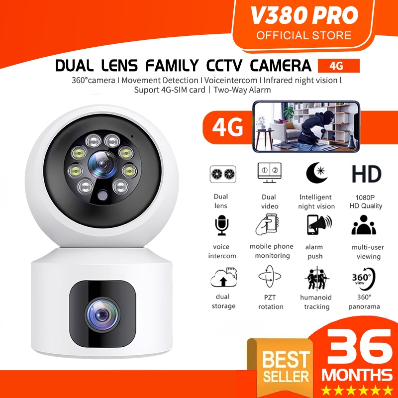 V380 PRO Dual Lens 5MP Wifi/4G Sim Card Wireless CCTV Camera 360 ...