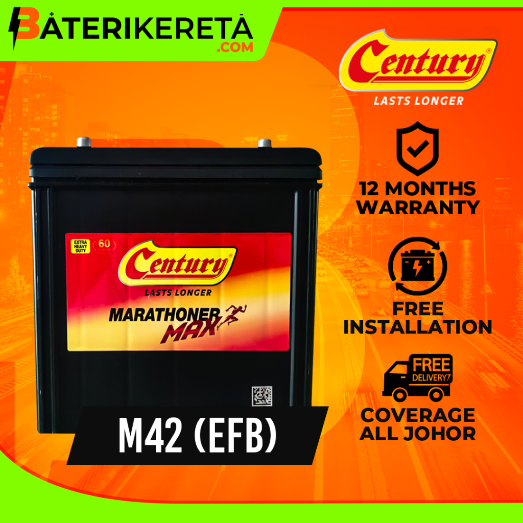 CENTURY MARATHONER MAX EFB M42 | M24L/M42R | 60B20L/60B20R CAR BATTERY | Shopee Malaysia