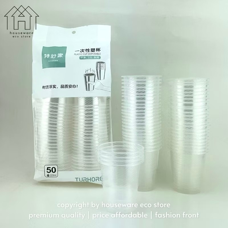 228ml 50pcs Disposable Plastic Cup | BBQ Party Cup | Cawan Plastik ...