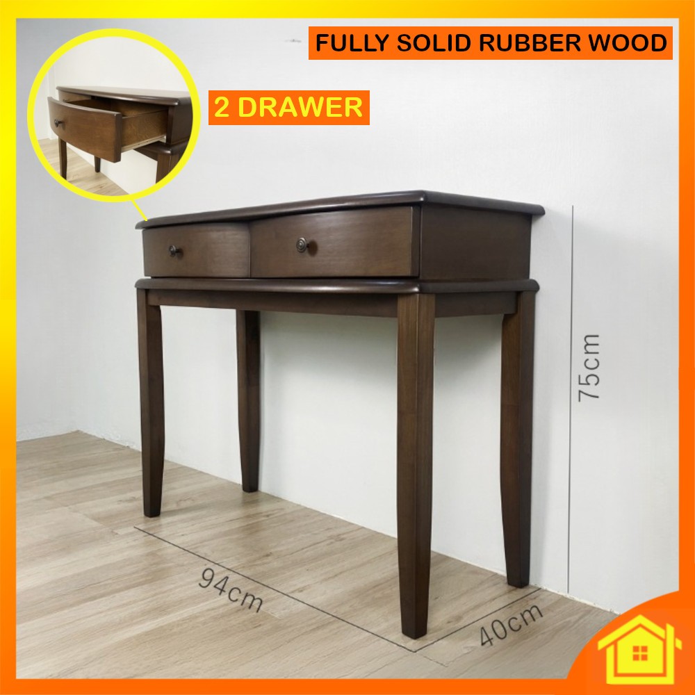 Console Table Solid Wood Desk 2 Drawer Dresser Entryway Study Room Meja ...
