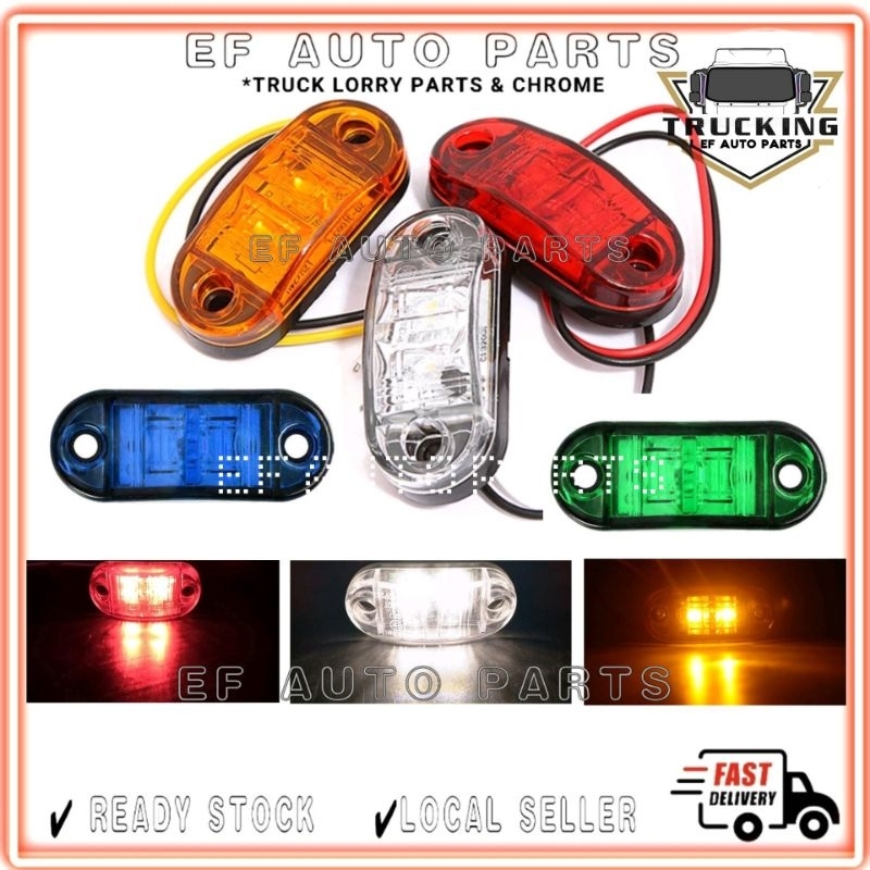 TRUCK LED SIDE LAMP 12V 24V LORRY LIGHT RED YELLOW WHITE LORI LAMPU ...