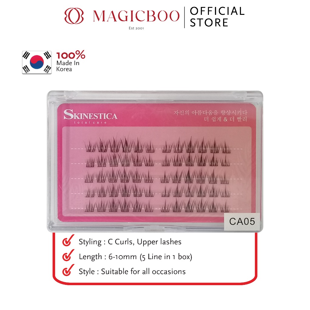 Magicboo Skinestica DIY Eyelashes Extensions C Curl Transparent Stem (5 ...
