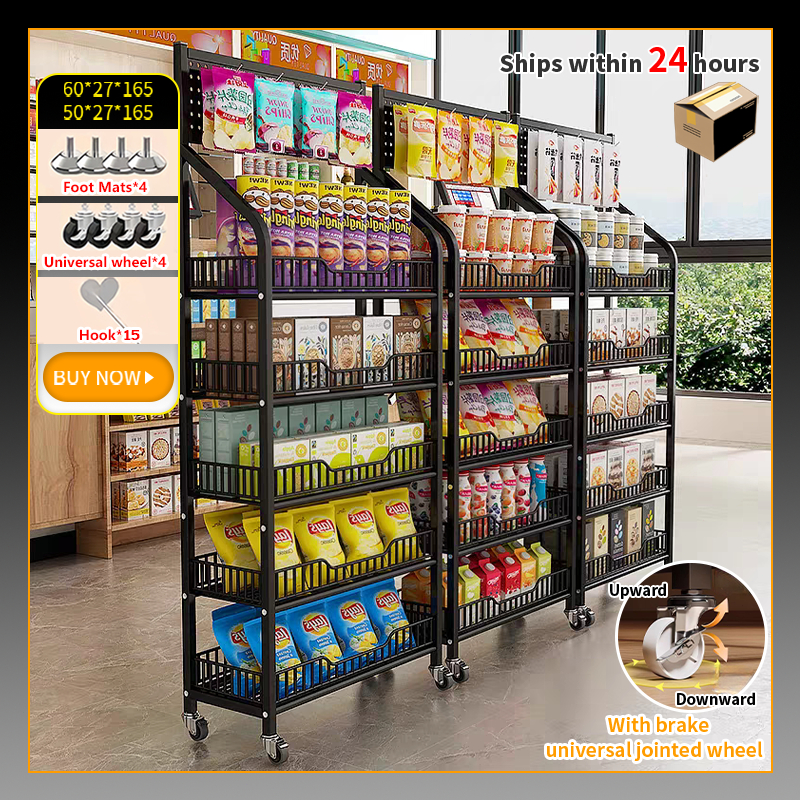 Rak Kedai Runcit Murah 5 Layer Snack Rack Display with Wheels Rak ...
