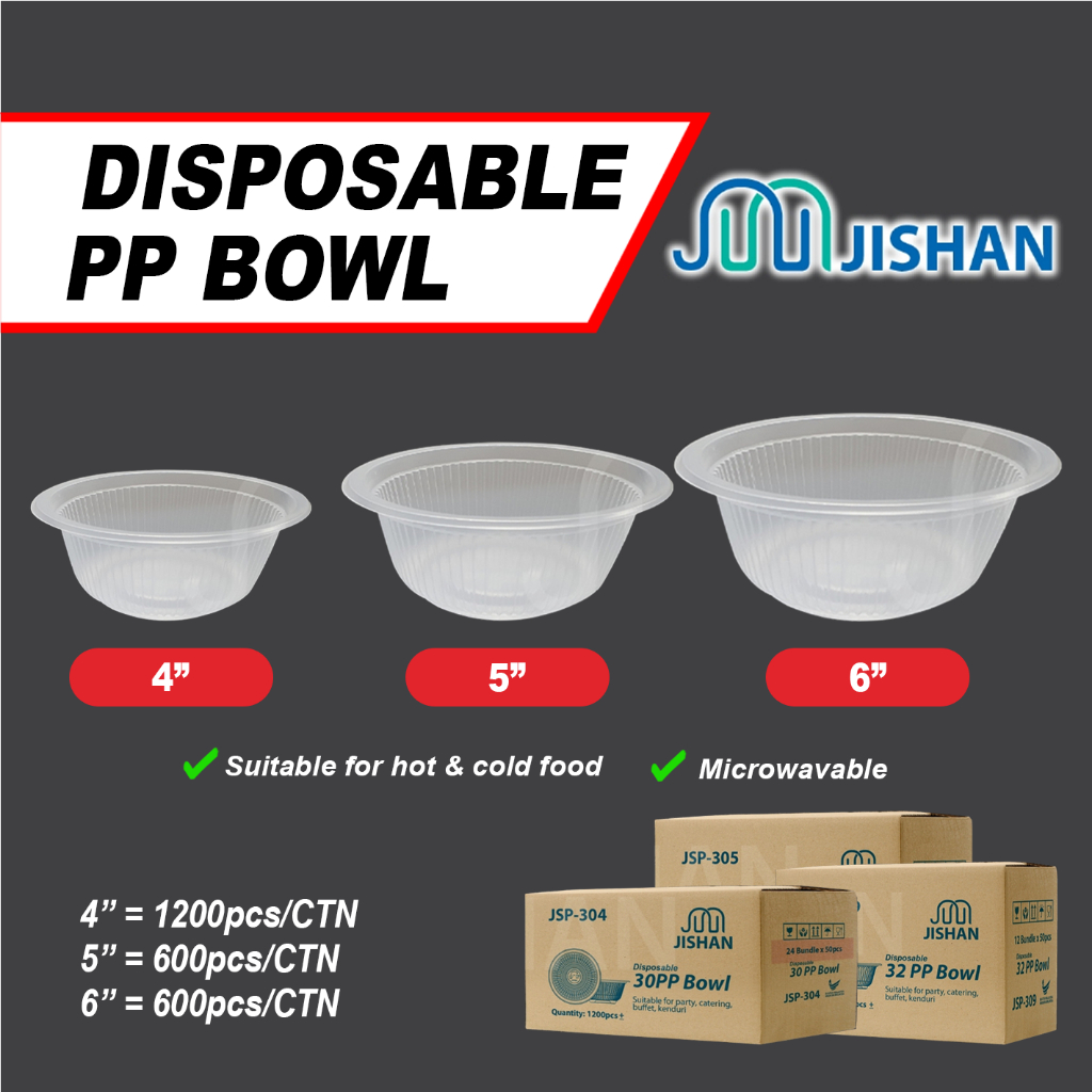 [CTN] CHEAPEST 4/5/6" Plastic Bowl / PP Disposable Microwavable Hot ...