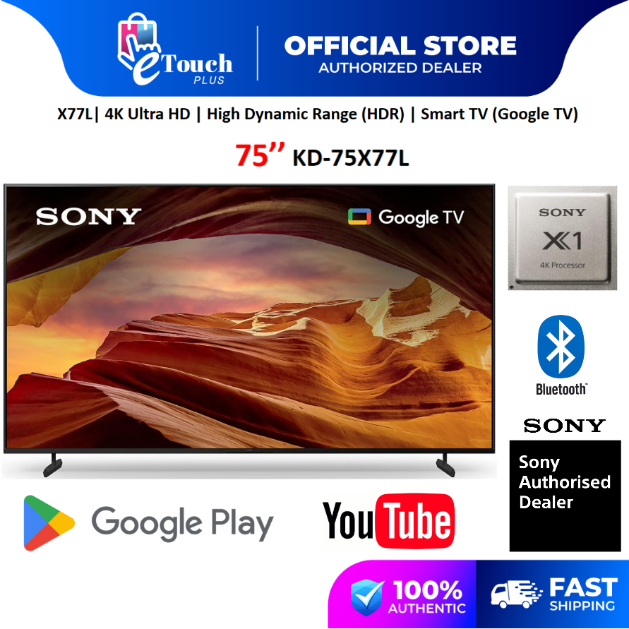 Sony 75" l 75 Inch Ultra 4K Android Google TV KD-75X77L High Dynamic ...