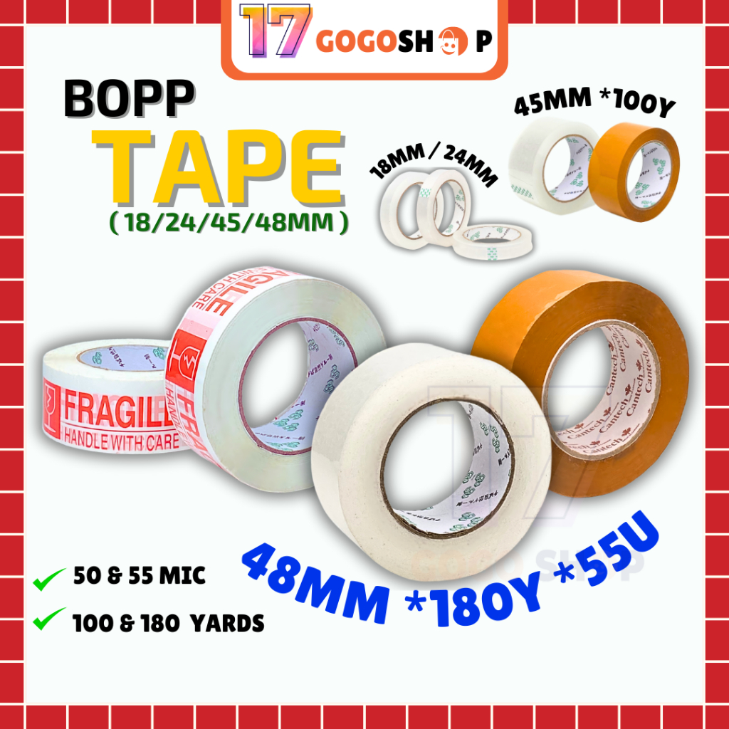 18/24/45/48mm OPP Tape Strong adhesive Transparent Cellophane Tape / Selotape / BOPP 胶带胶纸 Clear ...