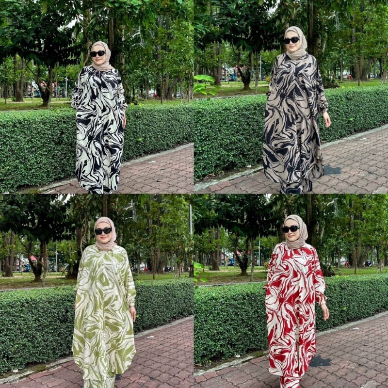 SET P038 CORAK | BLOUSE LABUH | BLOUSE BUTANG | LONG BLOUSE | BLOUSE ...