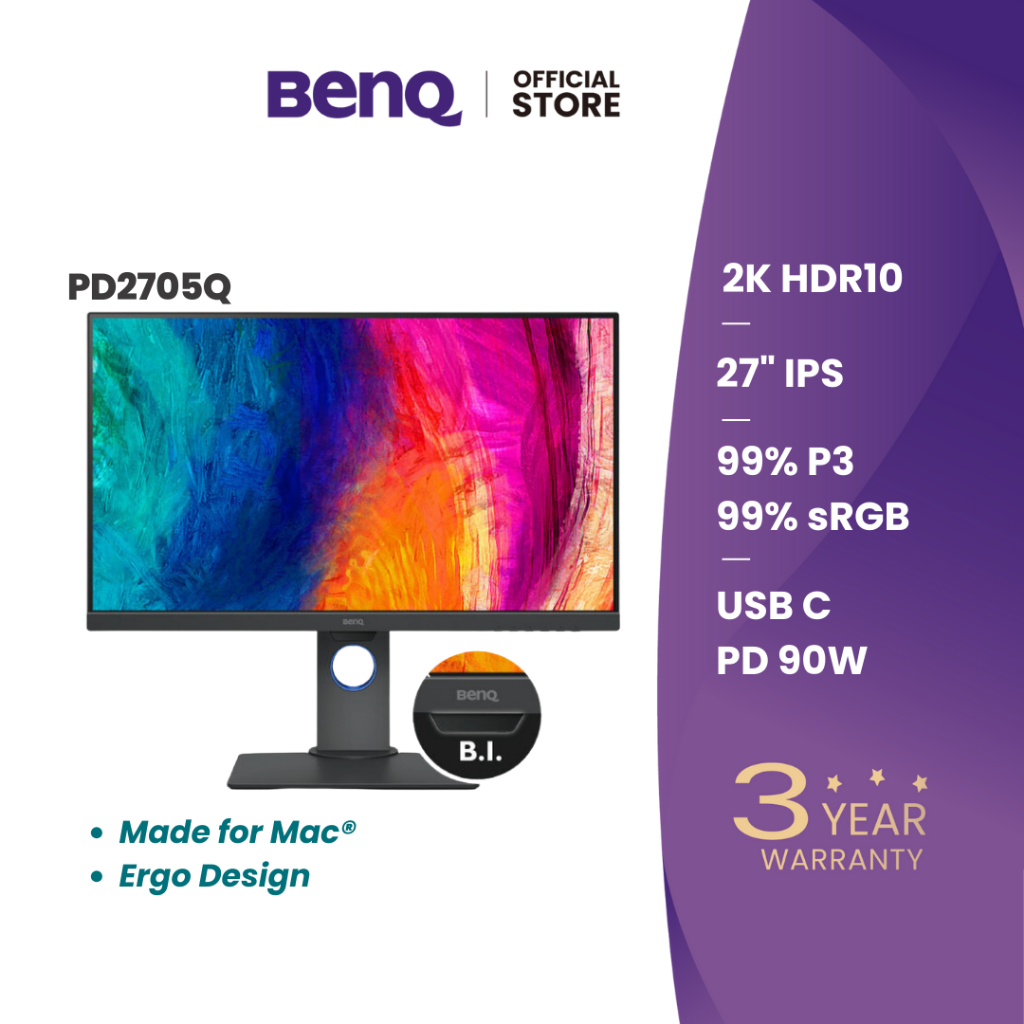 BenQ PD2705Q Mac-Ready Designer Monitor | (27" / IPS / 60Hz / HDMI(v2.0 ...