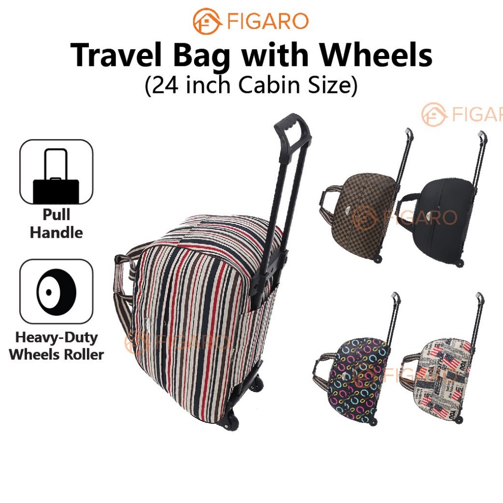 FIGARO Cabin Size Luggage Bag Travel 24 Inch Beg Roda Travel Bag With ...