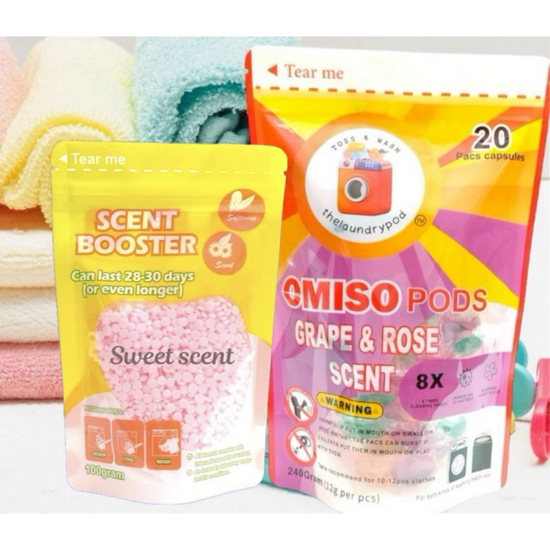 *Combo Set* Omiso Grape Rose Scent Laudry Detergent Pods Pair With Sweent Scent Booster 葡萄玫瑰洗衣凝珠 ...