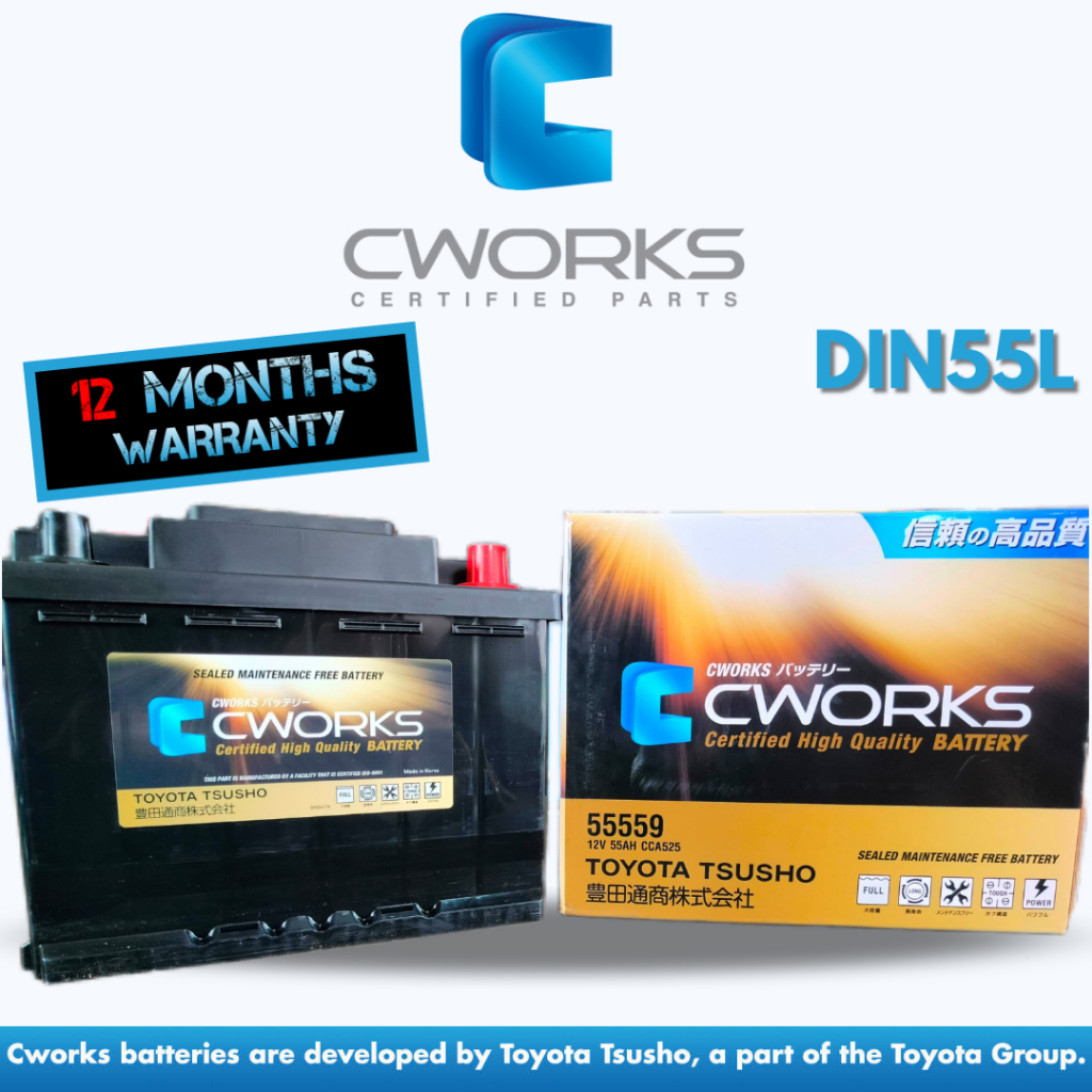 【SABAH】CWORKS by Toyota Tsusho DIN55L Free Maintenance Car Bateri ...