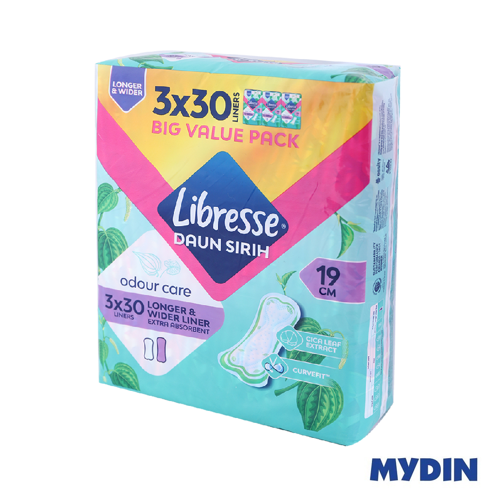 Libresse Daun Sirih Value Pack Longer & Wider Slim Panty Liner 19cm (3 ...