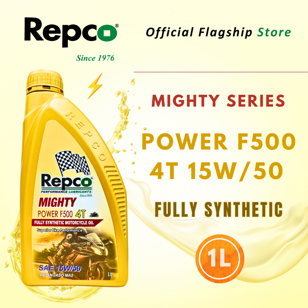 Repco® MIGHTY Power F500 4T 15W/50 (1L) Fully Synthetic API SN/JASO MA2 ...