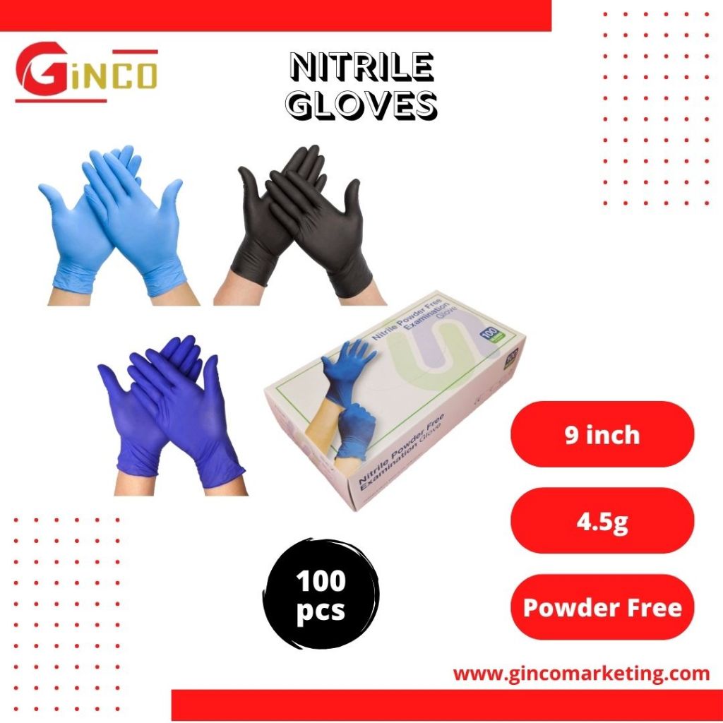 GINCO Premium Nitrile Disposable Gloves 4.5g Thicks Blue/Black Powder ...