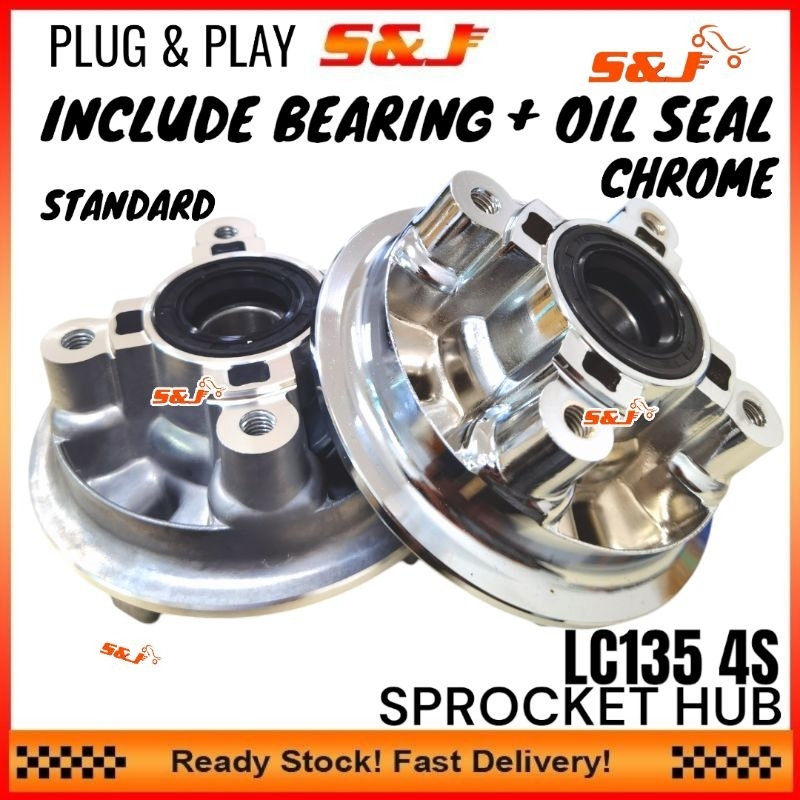 STD CHROME YAMAHA LC135 4S V1 - V7 135LC DRUM SPROCKET HUB SET INCLUDE ...