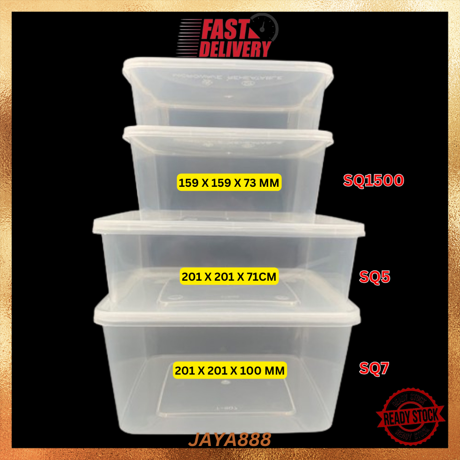 10PCS SQ7 / SQ1 / SQ5 / SQ1500 Square Disposable Plastic Food Container ...