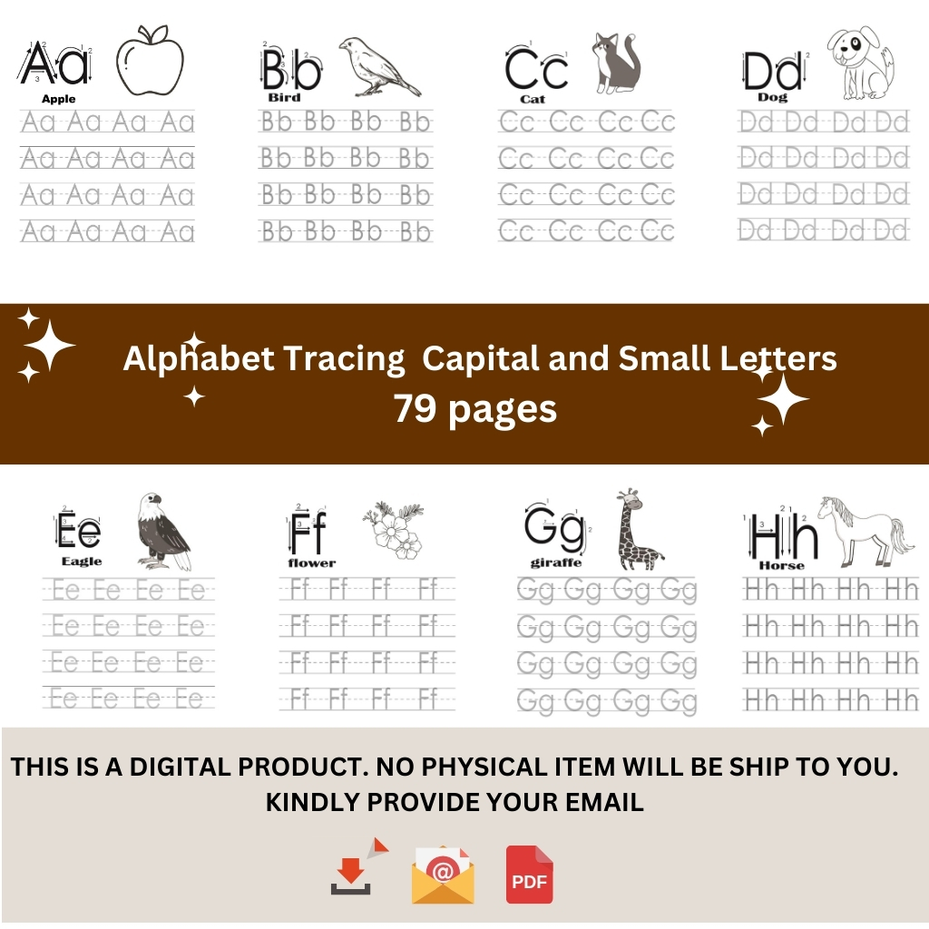 79 Pages Printable Handwriting Capital and Small Letter Alphabet ...