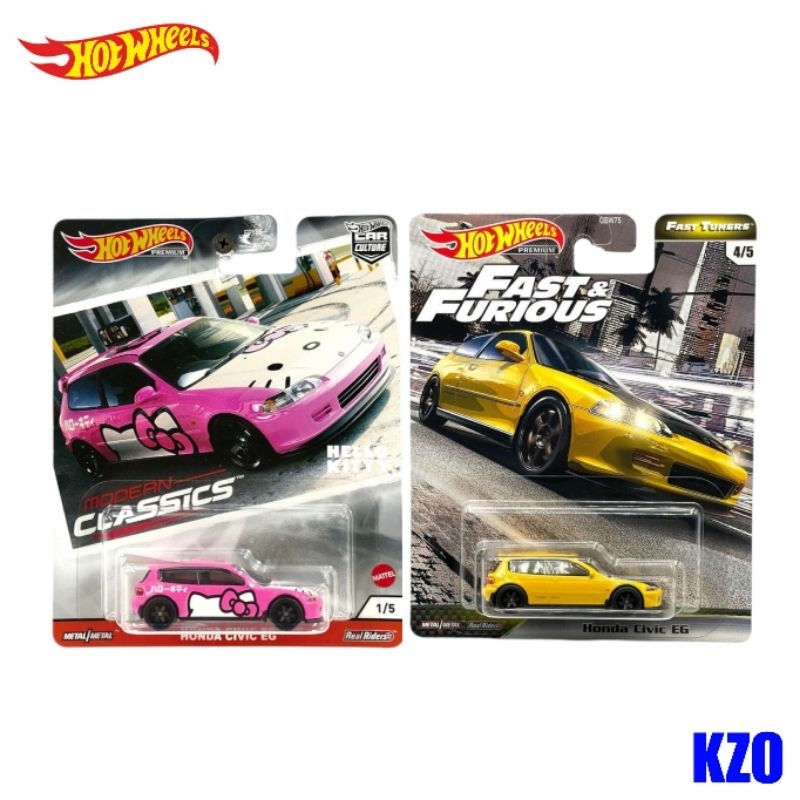Hot Wheels Honda Civic EG FNF Fast & Furious Yellow Hello Kitty Pink ...