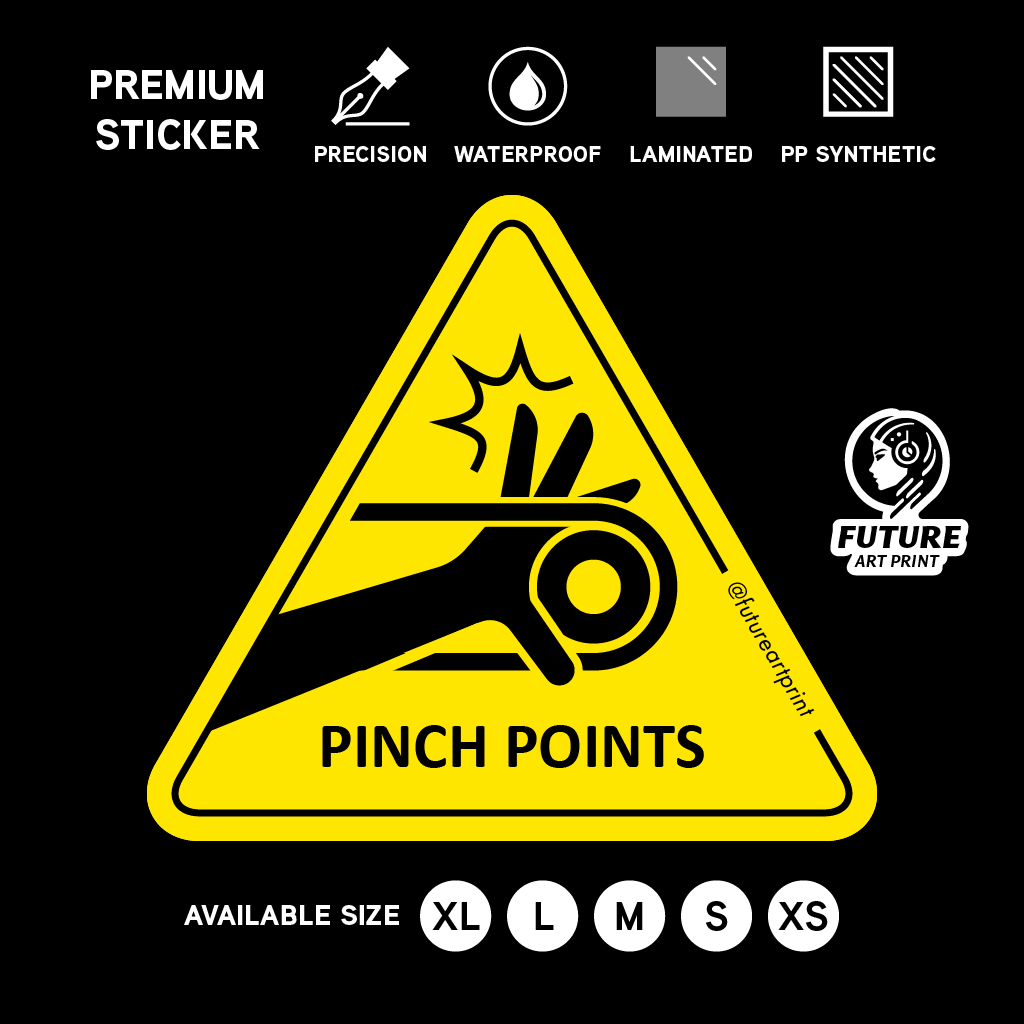 Pinch Point. Conveyor Belt Pulley. Triangle Safety Sticker Label ...