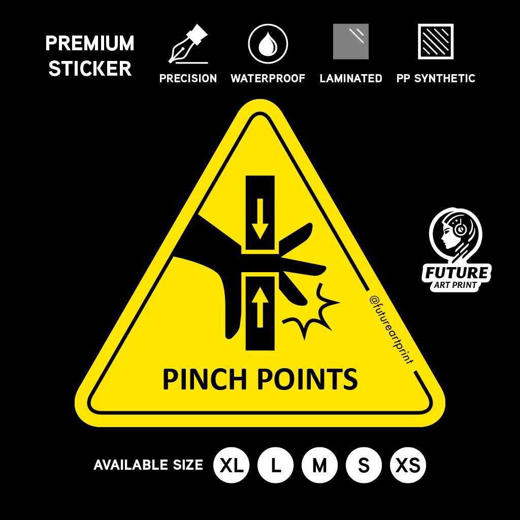 Pinch Point. Safety Triangle Sticker Danger Caution Label. Hand Finger ...