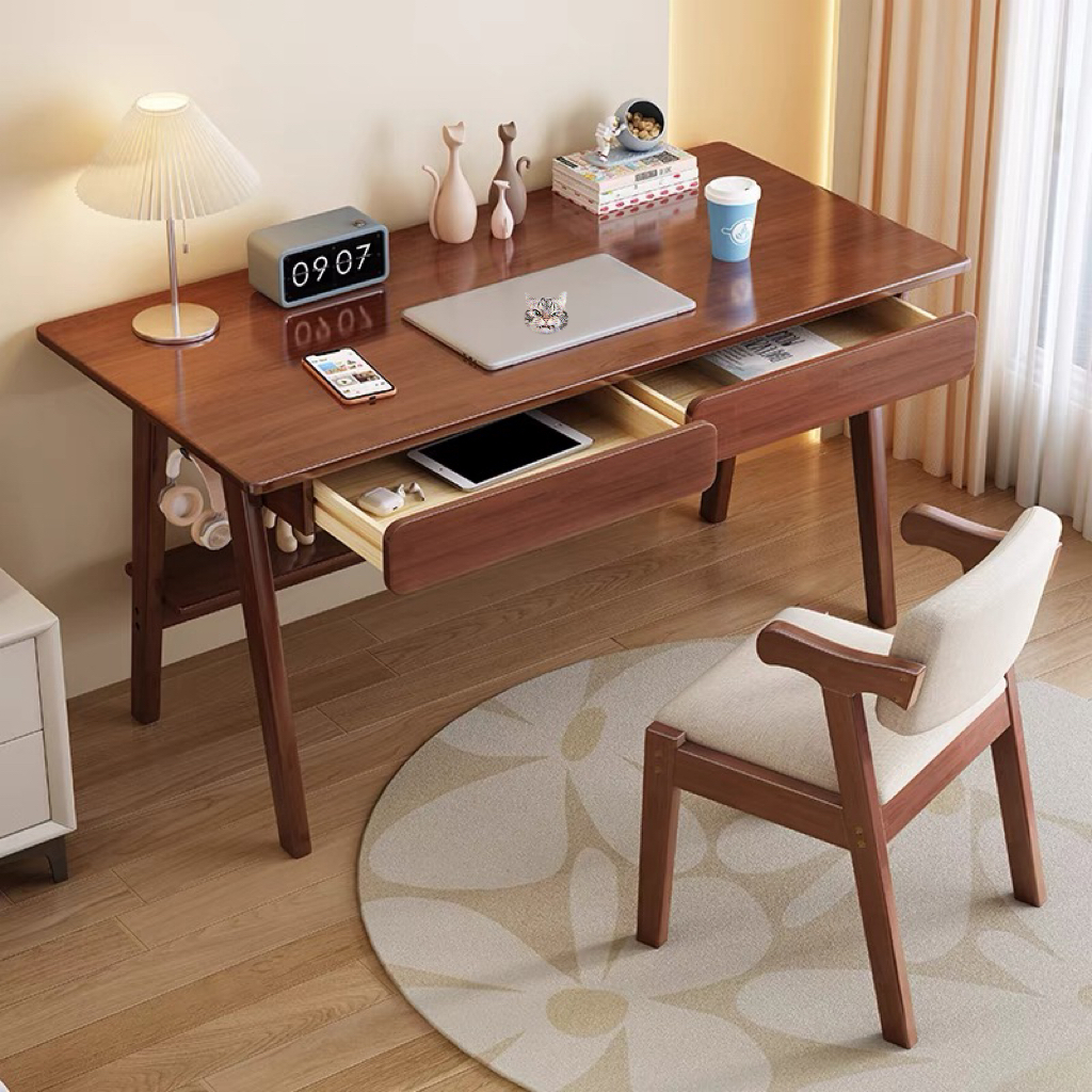 NIVISON Study Table Set Wood Desk Computer Desk Table With Drawer Solid ...