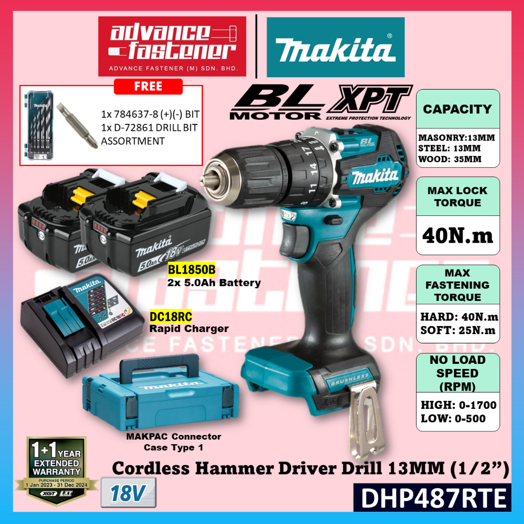 Makita DHP487RAJ / DHP487Z 18V Cordless Hammer Driver Drill 13MM (1/2") | Shopee Malaysia