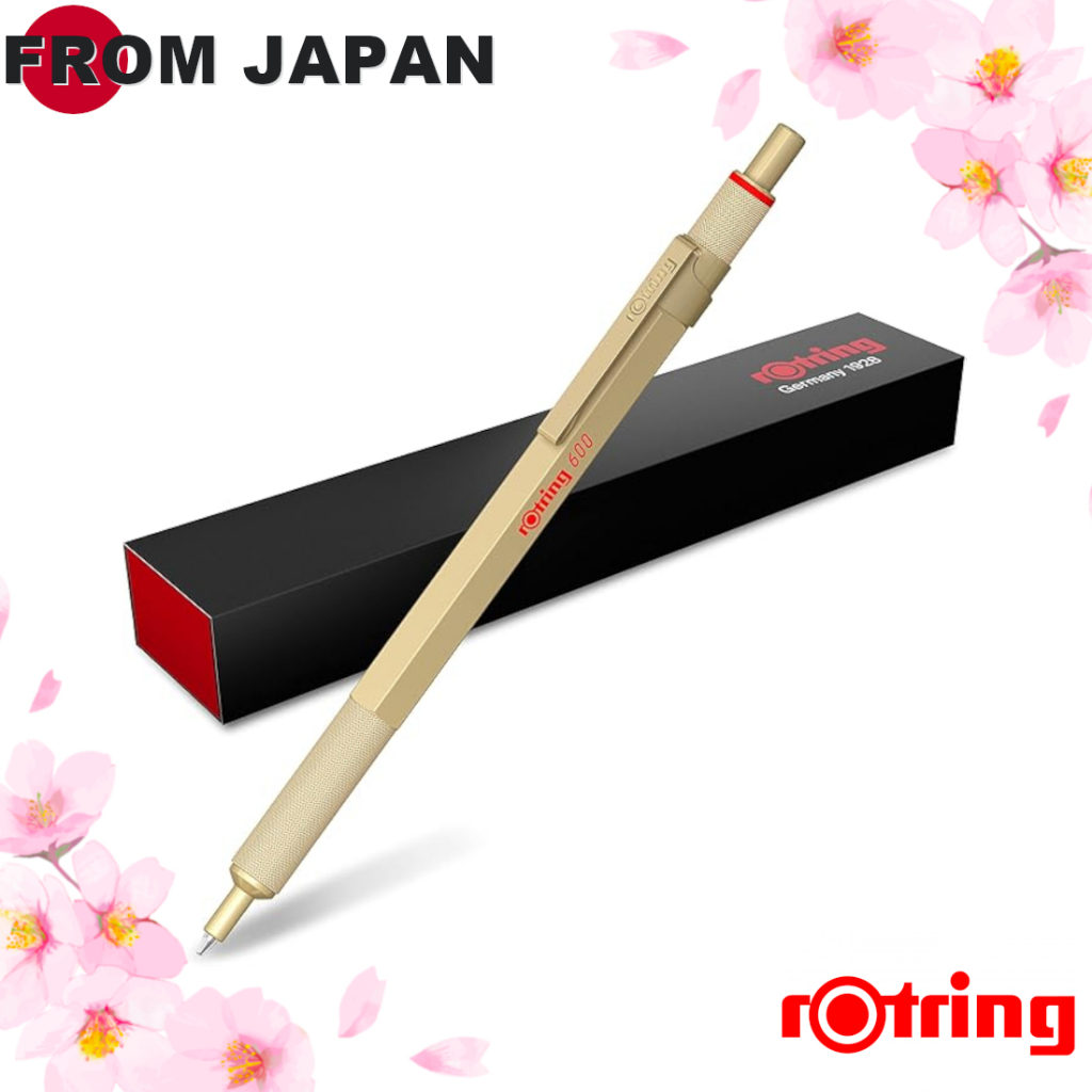 ROTRING 600 ballpoint pen, medium size, with a medium-sized nock, gold ...