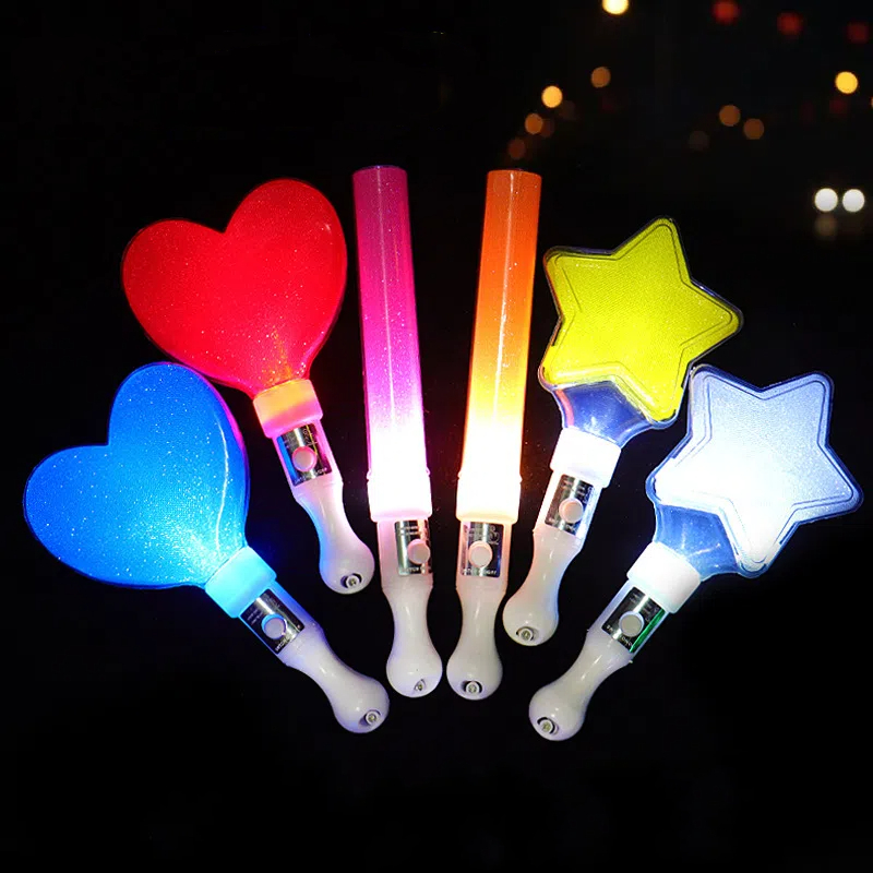 LED Glow Stick Toys for Kids Heart Star Shape Luminous Concert Cheering ...