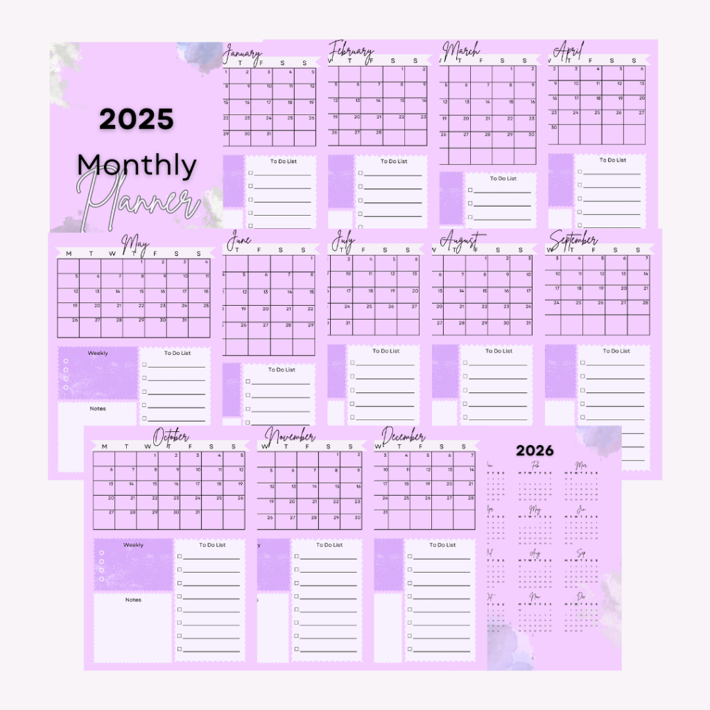 2025 Diigital Planner template (editable) | Purple 2025 Planner ...
