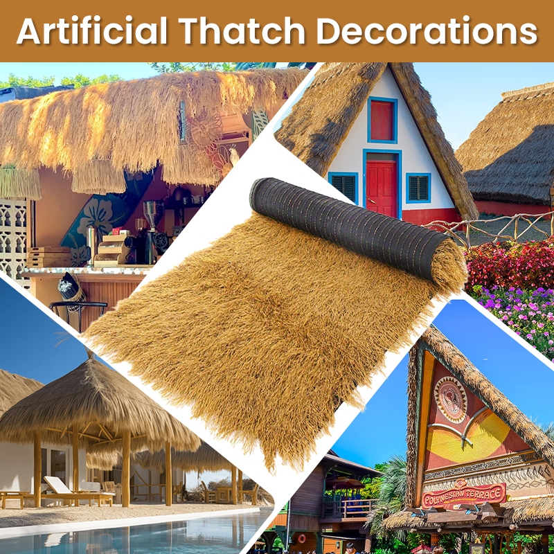 2m x 10m Artificial Thatch Grass Roof, Fireproof Synthetic Straw ...