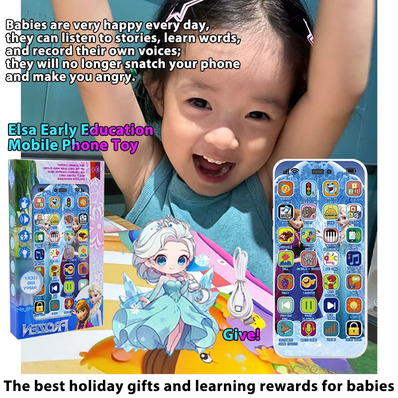 Elsa Toys Early Education Mobile Phone Kid Cute Learning Mobile Phone ...