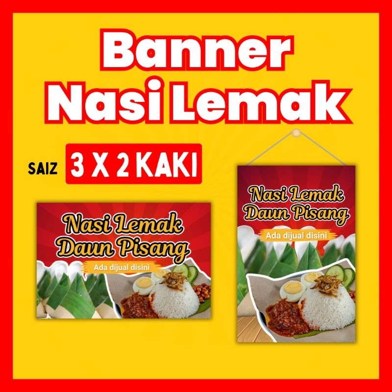 Banner / Bunting Nasi Lemak Viral Readymade Design (3x2 Kaki) | Shopee ...
