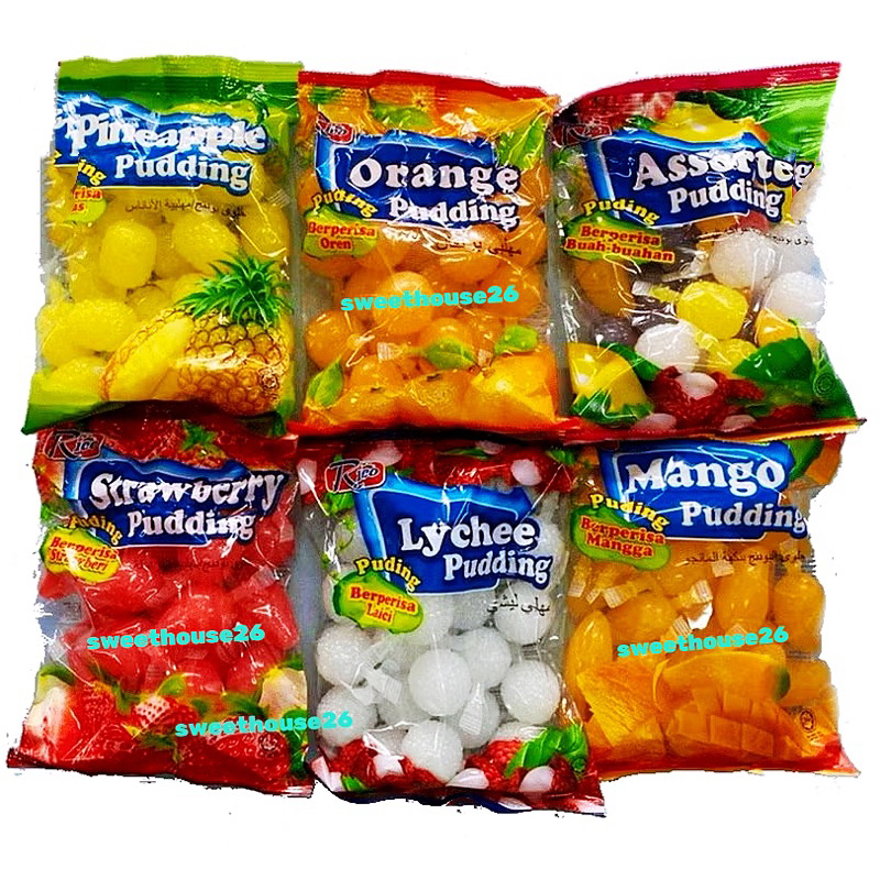 Rico Pudding Fruit Flavour Grape Assorted Oren Strawberry Mango 24pcs x ...