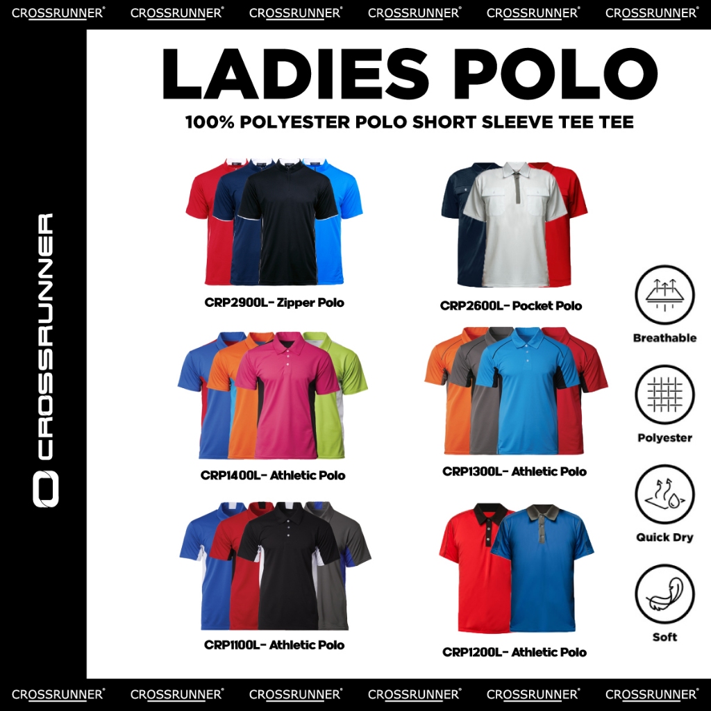 CROSSRUNNER Clearance Ladies Quick Dry Athletic Polo Female Cutting ...