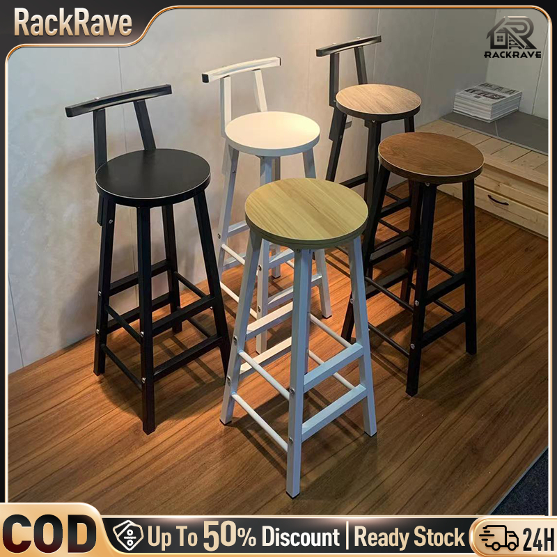 RR-High Bar Chair Round Bar Stool Sturdy Bar Stool With Backrest Modern ...