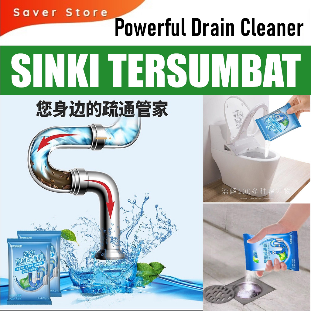 50g Drain Remover Cleaner Pipe Basin Clean Tersumbat 强力管道疏通剂 | Shopee ...