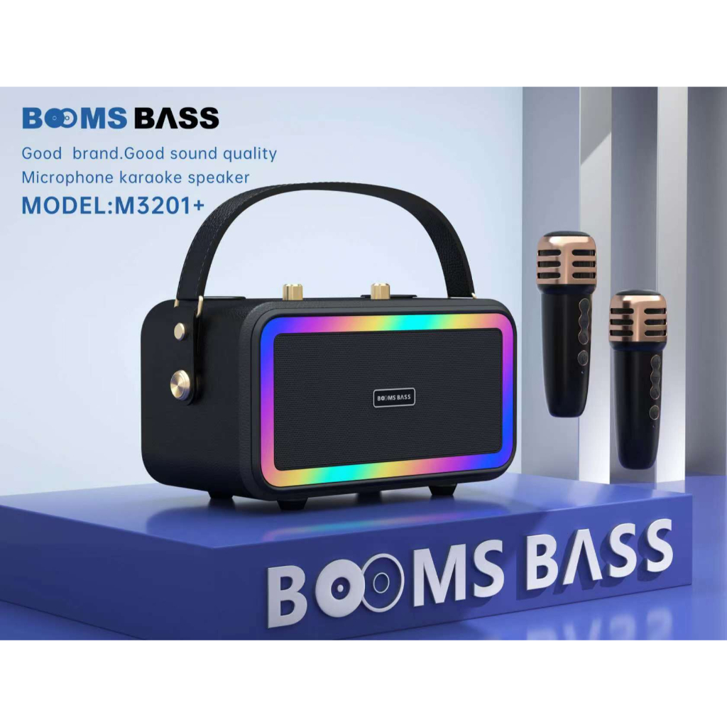 BOOMS BASS M3201+ TWS Wireless Bluetooth Dual Microphone Karaoke Family ...