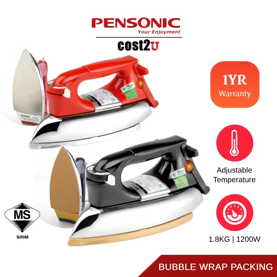 Pensonic Heavy Dry Iron 1.8KG 1200W | PI-500 PI-600 PI-6001 PI-6002 PI ...