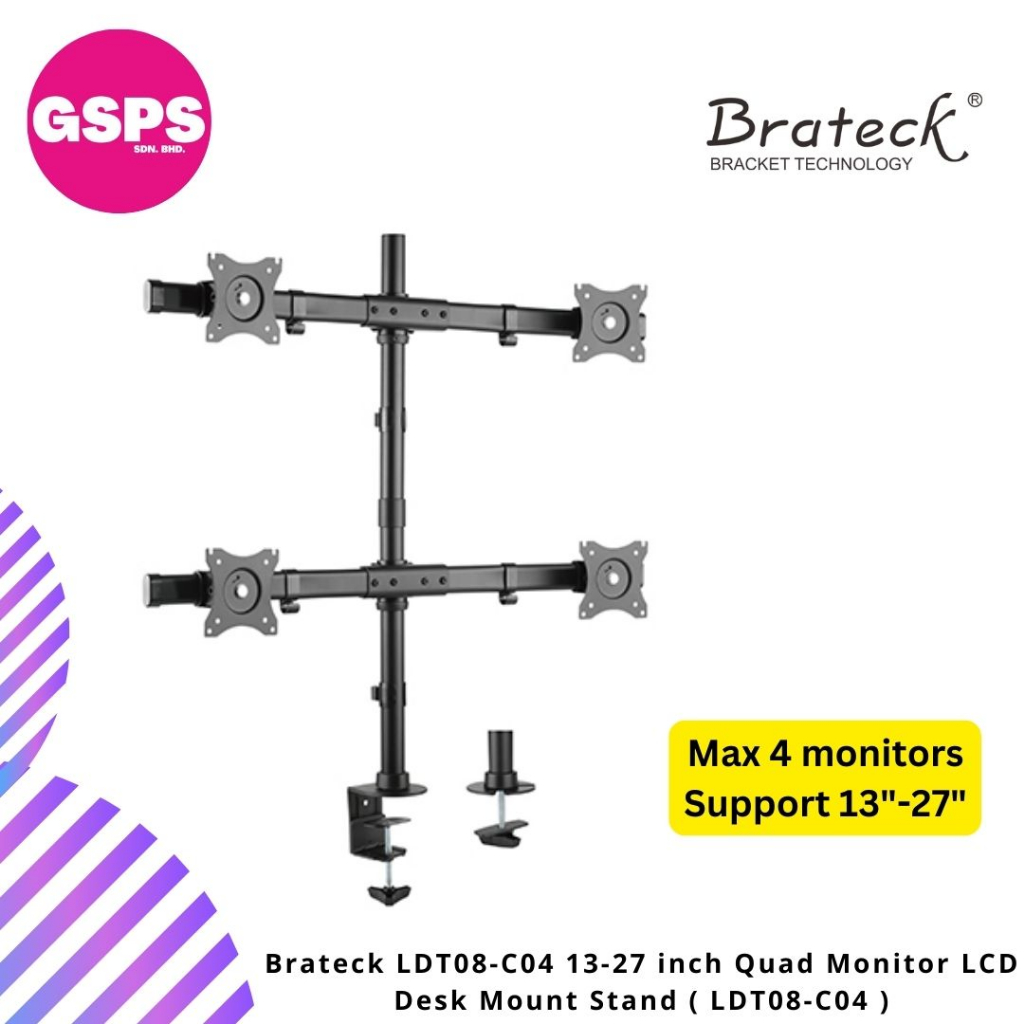Brateck LDT08-C04 13-27 inch Quad Monitor LCD Desk Mount Stand ( LDT08 ...