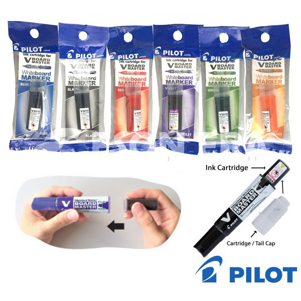 PILOT VBOARD MASTER WHITEBOARD MARKER CARTRIDGE (BLACK/BLUE/RED) PILOT ...