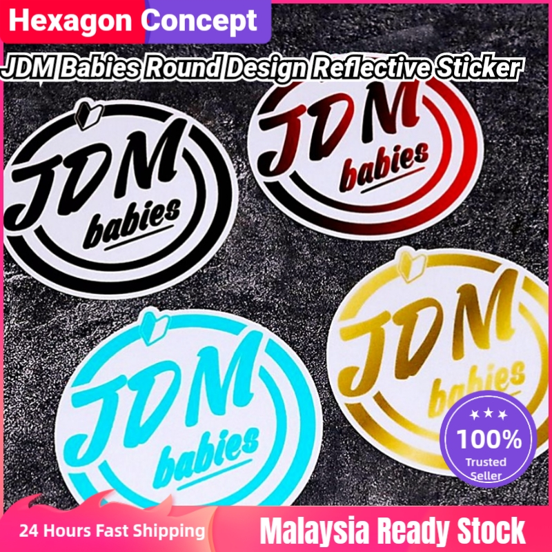 JDM Babies Round Shape Digital Print Reflective Sticker Motor Decals ...